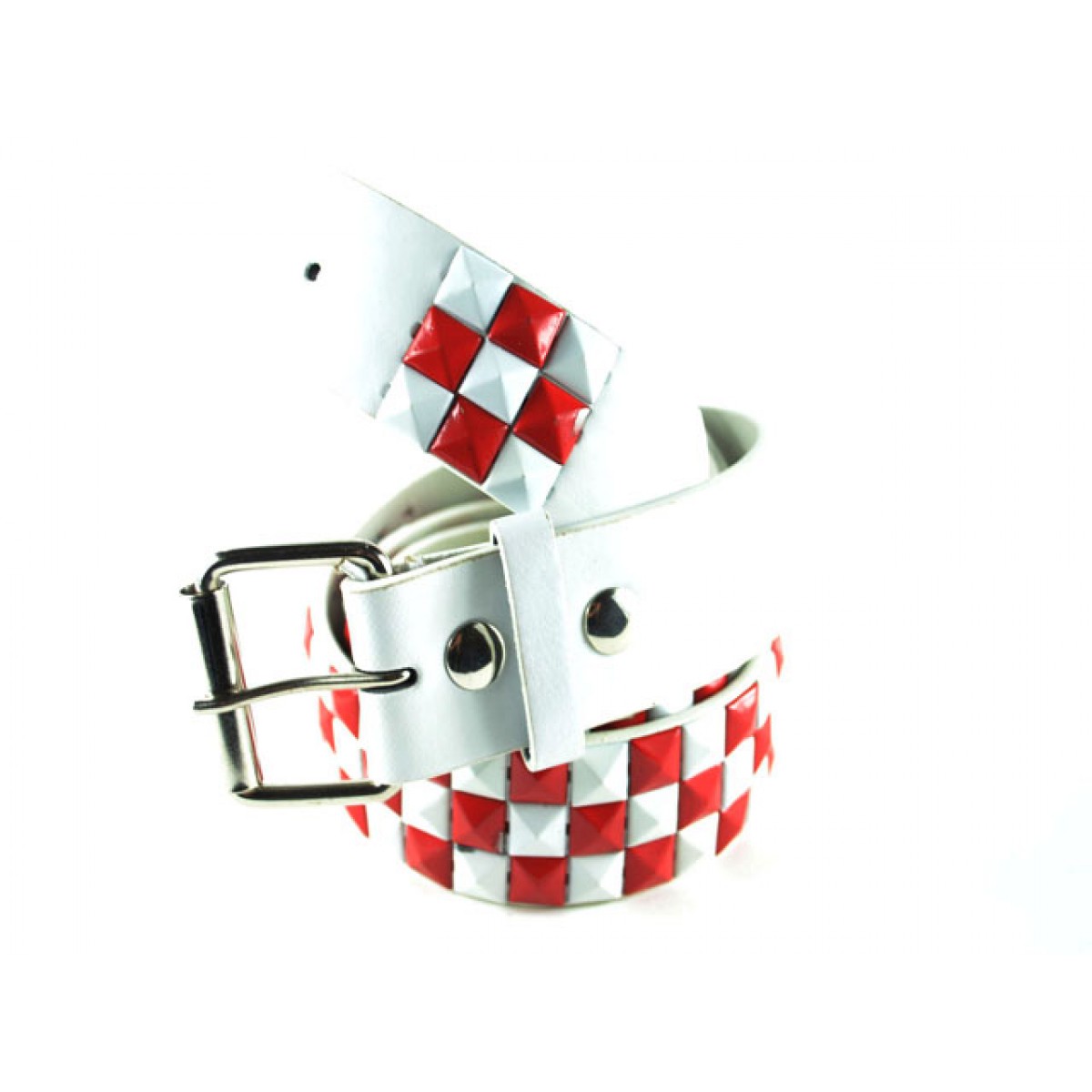 Wholesale Studded Belt Checkered White Red