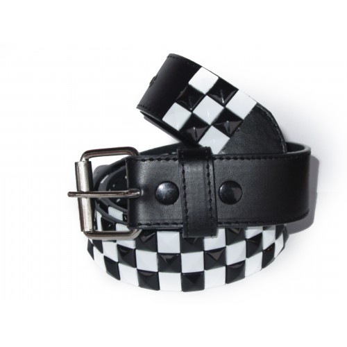 Wholesale Studded Belt Checkered Black WHite Studs